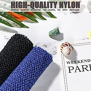 African Net Sponge, 2 Pieces African Exfoliating Net, Premium Nylon African Bathing Sponge Net, African Wash Net for Daily Back Body Scrub Scrubber Shower Net (Black, Blue)