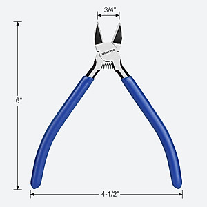 WORKPRO 2 Pack Wire Cutters, 6 Inch Precision Flush Cutters, Spring Loaded Side Cutting Pliers, Sharp Diagonal Cutters for Crafts, Jewelry Making, Electronics