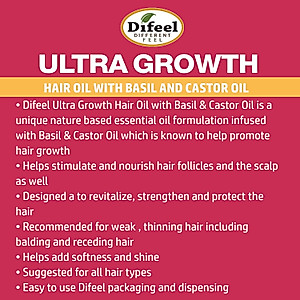 Difeel Ultra Growth Basil & Castor Hair Growth Oil 8 oz.