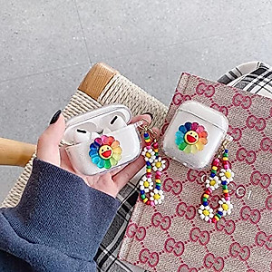 Cute Airpod Pro Case Smile Sun Flower Bracelet Design Soft Silicone Clear Glitter Protective Cover for Airpods Pro Case