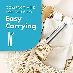 Stainless Steel Reusable Straws, 9.5-inches Straight Metal Straw for Drinking Hot and Cold Beverages, Designed with Stopper, Set of 6 Metal Straws - Simply Green Solutions