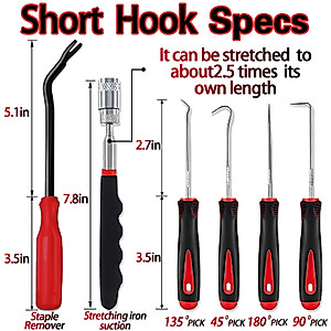 Keze 11Pcs Precision Pick & Hook Set with Scraper and Magnetic Telescoping Tool Kit for Remove Automotive Electronics Maintenance Hoses Gasket Hand Pick Up Tools