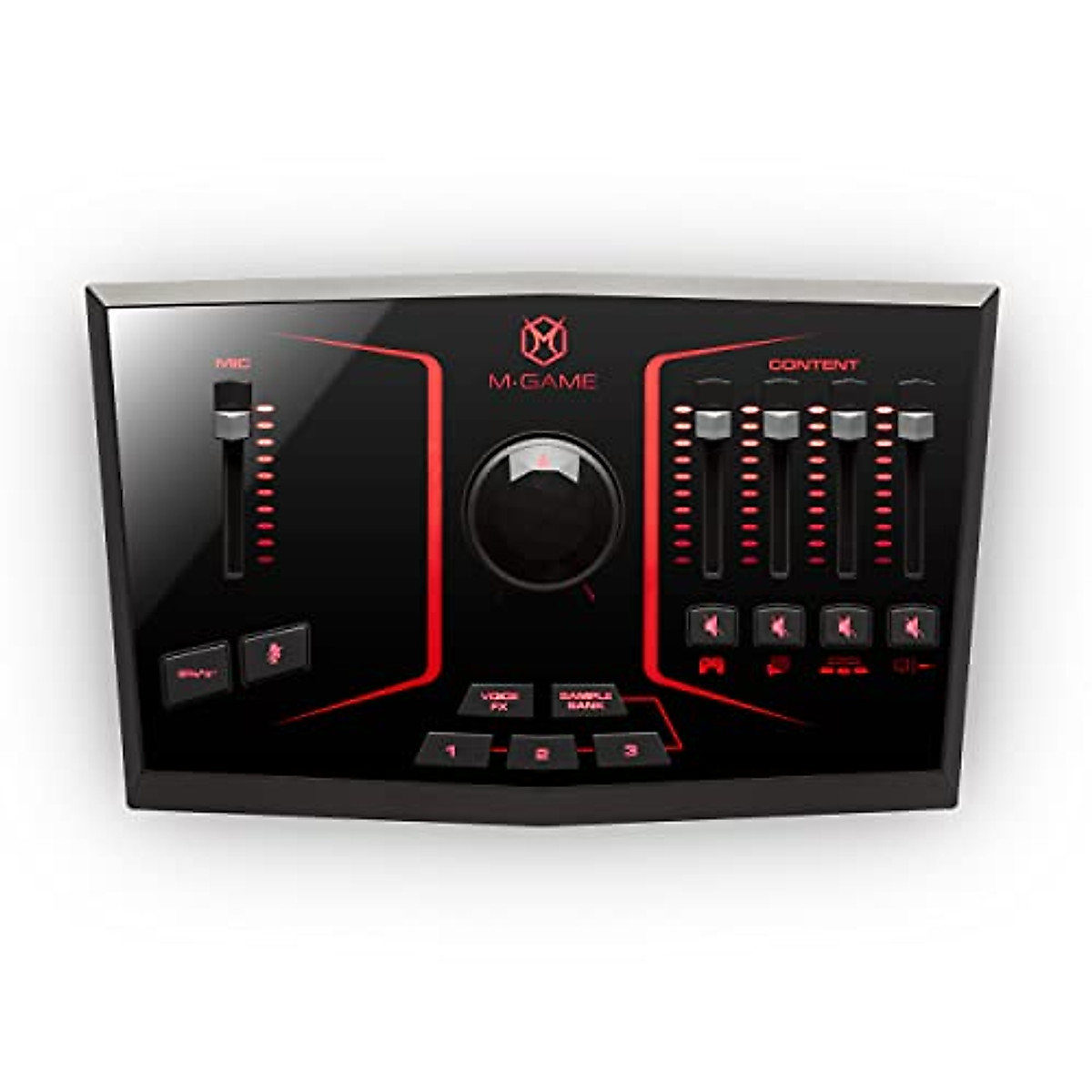 M-Game Solo USB Audio Interface Mixer for Streaming and Gaming with XLR Microphone in, Optical in, Voice FX, Sampler, Lights and Software