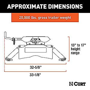 CURT 16130 Q20 5th Wheel Hitch, 20,000 lbs