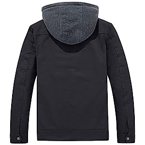 wantdo Men's Bomber Jacket Tactical Jacket Canvas Army Jacket with Detachable Hood Grey Medium