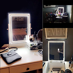 ZOKON 13ft/4M Led Vanity Mirror Lights Kit Bendable NO NEED TO CUT Vanity Make-up Mirror Cloakroom Adjustable Flexible Strip Light Table Set with Dimmer and Power Supply Mirror Not Included