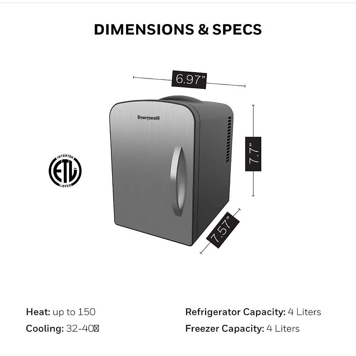Honeywell 4 Liter Personal Fridge Cools Or Heats & Provides Compact Storage For Skincare, Snacks, Or 6 12oz Cans