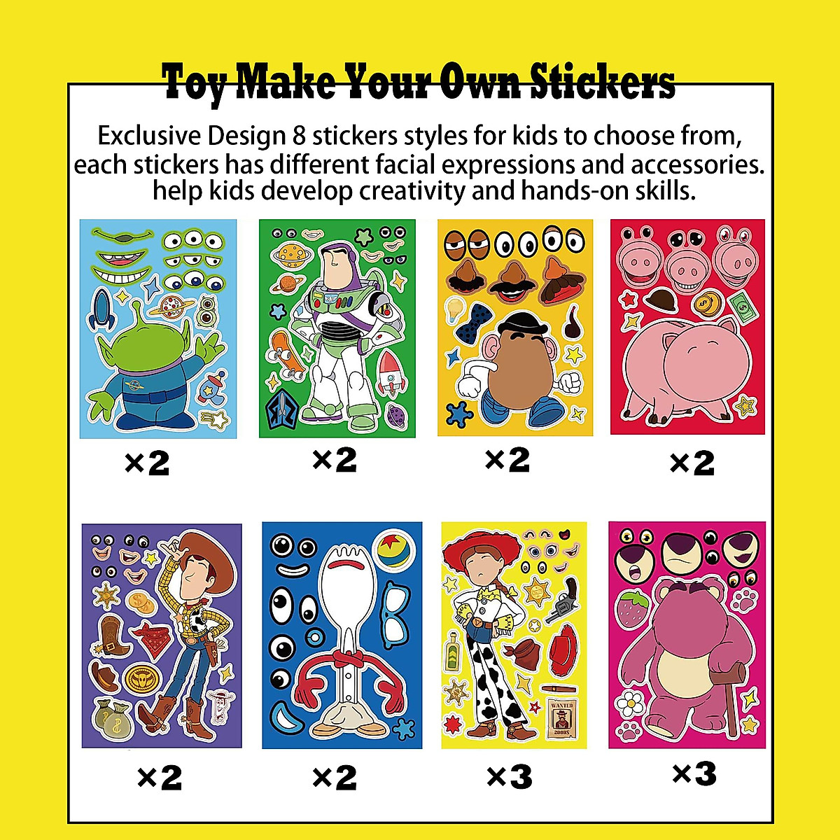 Toy Themed Story Stickers for Kids -18 Sheets Toy Inspiration Story Stickers for Party Decoration Party Supplies Birthday Gift Laptop Luggage Notebook Stickers