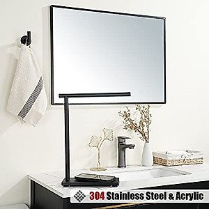 JQK Hand Towel Holder Stand Black, Modern Tree Rack Free Standing for Countertop with 12 Inch Bar, 304 Stainless Steel Matte Black Thicken 0.8mm, HTT170-PB