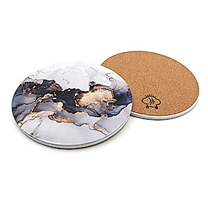 Onntec Ceramic Trivet for Hot Pots and Pans, Kitchen Decor Accessories for Table,Heat Resistant Mat with Marble Style,Round 7.7 Inch Set of 2