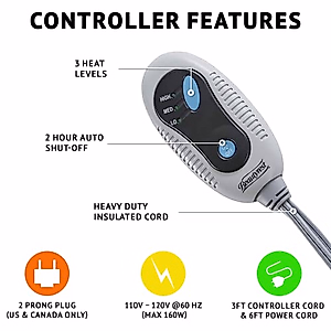 Beautyrest Brushed Long Fur Electric Throw Blanket Ogee Pattern Warm and Soft Heated Wrap with Auto Shutoff, 50 in x 60 in, Leopard