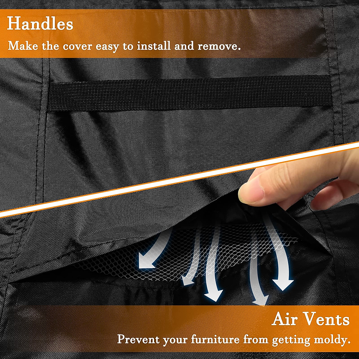 STARTWO Patio Furniture Covers Waterproof, Anti-UV Tear-Resistant Heavy Duty 7-12 Seats Outdoor Furniture Cover for Sectional Sofa, Patio Table Cover, 108" Lx82 Wx28 H, Black