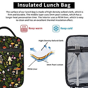 Greatreme Mushrooms Fungi Nature Lunch Bag For Men Women, Reusable Insulated Lunch Bag Portable Lunch Tote
