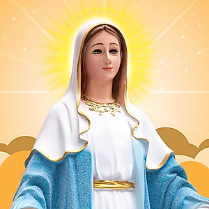 HOLLOII 19 Inch Catholic Virgin Mother Mary Statues,Resin Figurine for Religious and Home Decor