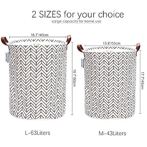 Sea Team Arrowhead Pattern Laundry Hamper Canvas Fabric Laundry Basket Collapsible Storage Bin with PU Leather Handles and Drawstring Closure, 19.7 by 15.7 inches, Waterproof Inner, Black