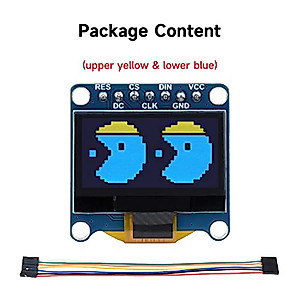 waveshare 0.96inch OLED Display Module, 128×64 Resolution, SPI / I2C Communication, Yellow&Blue Version