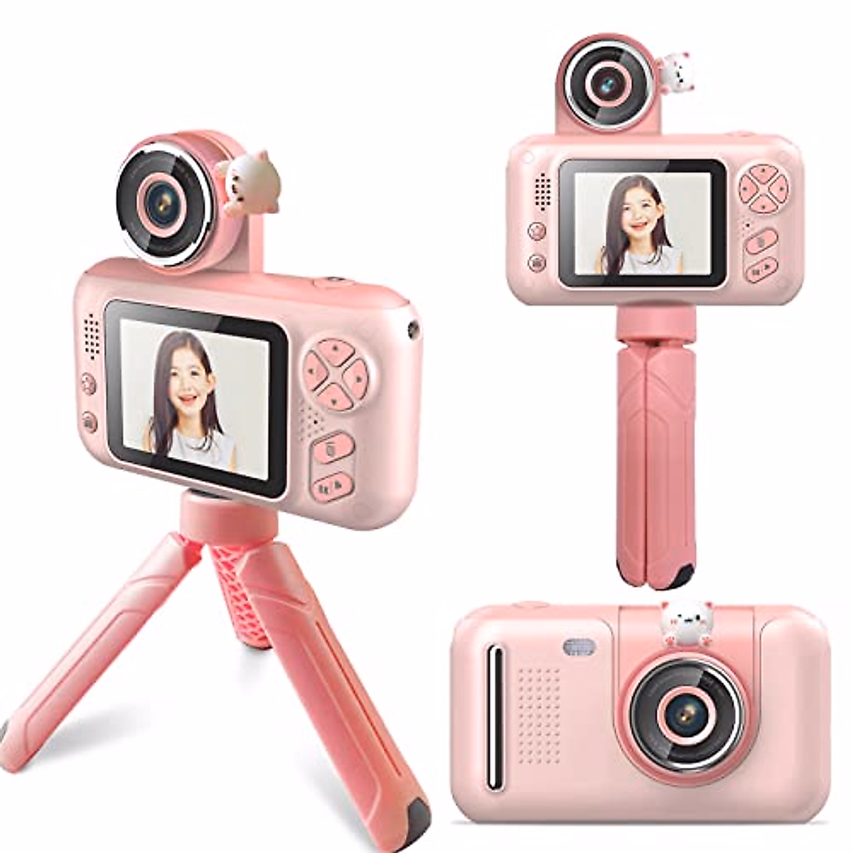 Kids Camera, Kids Digital Camera for Girls and Boys, Multifunction Front Back 180 Degree Angles Photo Video MP3 Digital Mini Camera for 3 to 12 Years Old