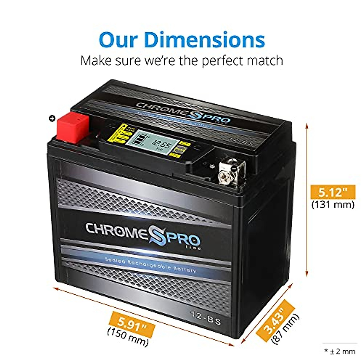 Chrome Battery YTX12-BS High Performance - Maintenance Free - Sealed iGel Motorcycle Battery