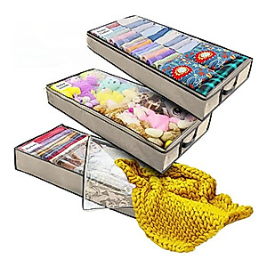 NestNeatly SmartCube Underbed Storage Bag 3 Large Under-the-Bed Storage Bins with Reinforced Handles Foldable Under-Bed Storage Bags and Containers