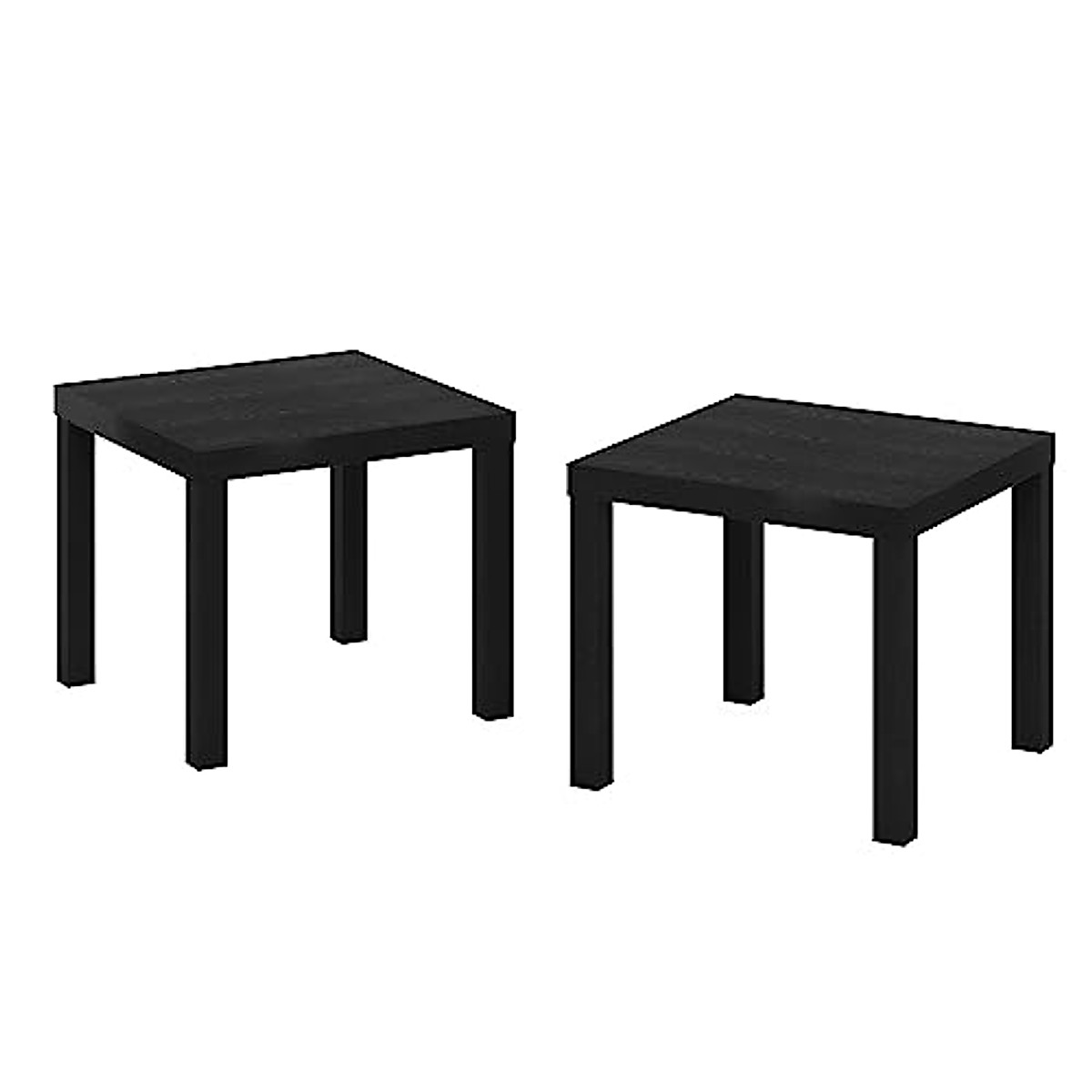 Furinno Classic Homey Square Parsons Side End Table, Set of 2, Black