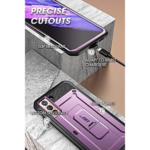 SUPCASE for Samsung Galaxy S21 5G Case with Satnd (Unicorn Beetle Pro), [Built-in Belt Clip] Heavy Duty Shockproof Protective Phone Case without Built-in Screen Protector for Galaxy S21, Violte