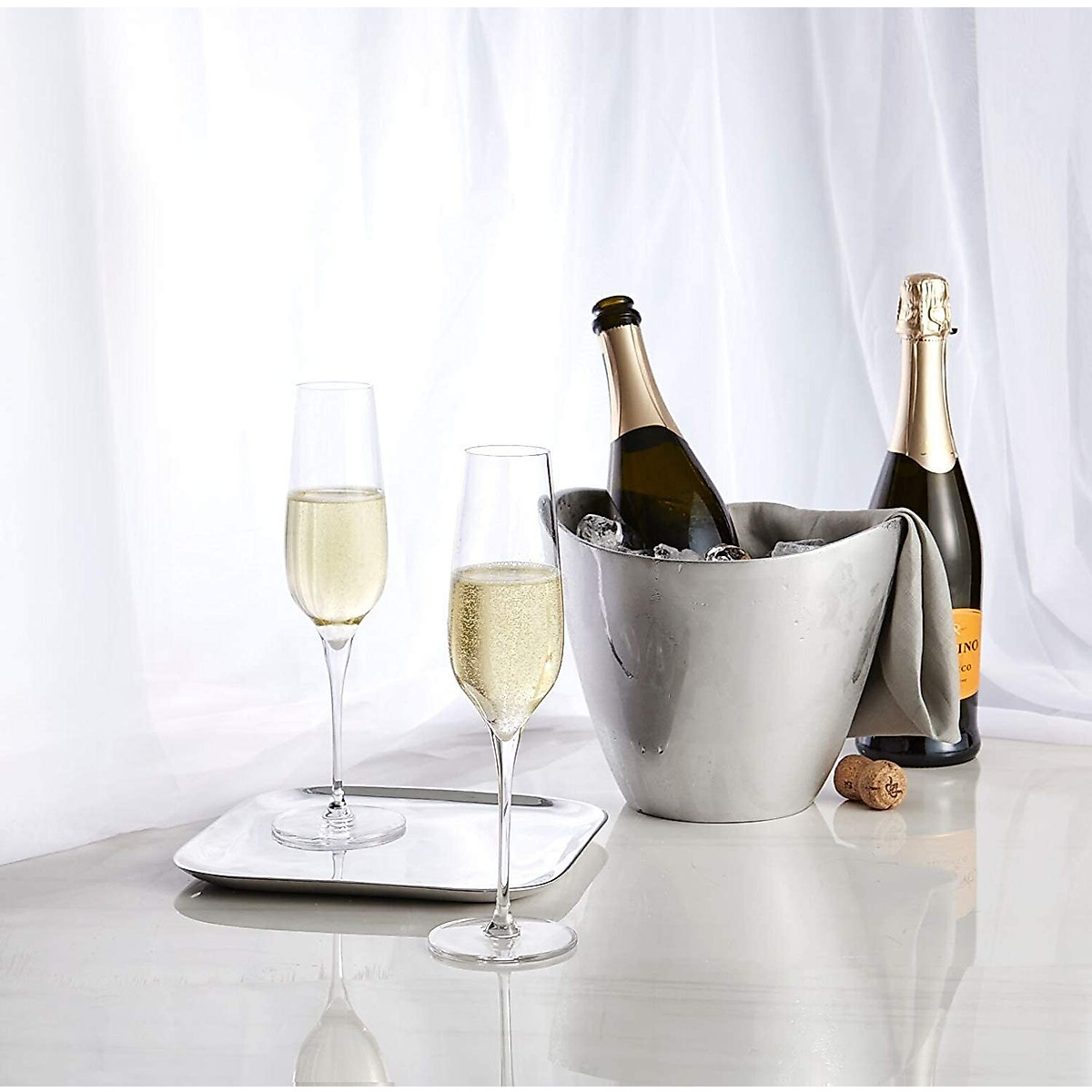 nambe Vie Champagne Bucket | Wine & Champagne Cooler for Parties, Dinner, Kitchen, Bar Cart | Insulated to Keep Wine & Beverages Cold | Gift for Wine Enthusiasts | Made of Metal Alloy