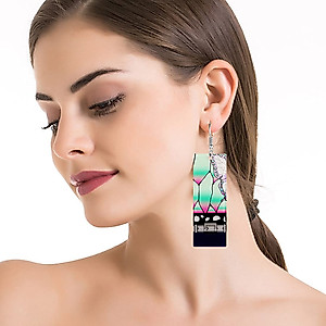 KAERUN 12 Pairs Women's Tanjiro Earrings Anime Demon Slayer Earrings Cosplay Fashion Double-sided Acrylic Alloy Resin Earrings