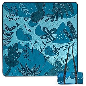 Homde Picnic Blanket 79"x79" Beach Blanket Waterproof Sandproof for Outdoor Beach Camping Hiking Travel Machine Washable Blue Garden