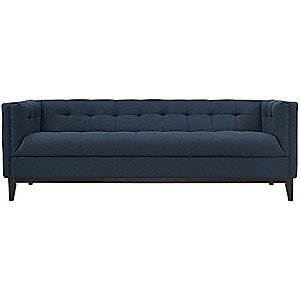 Modway Serve Modern Tuxedo Sofa With Upholstered Tufted Fabric in Azure