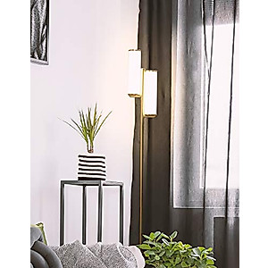 Brightech Gemini Floor Lamp, Dimmable Standing Lamp with Two Lights for Bedroom Reading, Modern Tall Tree Lamp for Offices, Mid-Century LED Lamp for Living Rooms, Great Living Room Decor - Gold/Brass