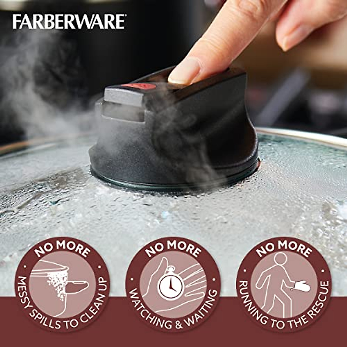 Farberware Smart Control Nonstick Jumbo Cooker/Saute Pan with Lid and Helper Handle, 6 Quart, Black