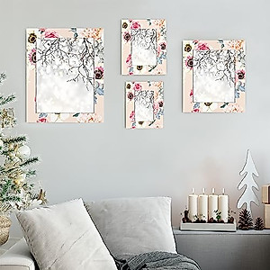 POFATO Chrysanthemum Pink Rose 4x6 Picture Frame Wood Photo Frame for Tabletop Display Wall Mount Picture Frame Display 4x 6 Inch Photo Wall Decor Home Gift Frames