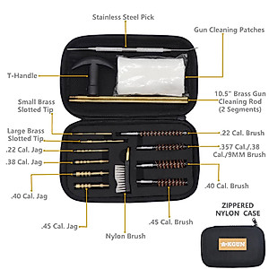 Gun Cleaning Kit Handgun Cleaning Kit Cleaning Tool .22.357/9mm.40.45 Caliber Brass Jags Tips, Gun Brush Tools Great Gifts for Men Women Husband