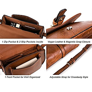 Crossbody Bags for Women,Small Saddle Purse and Boho Cross body Handbags,Vegan Leather,Brown