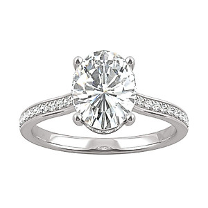 14K White Gold Moissanite by Charles & Colvard 9x7mm Oval Engagement Ring-size 7 2.37cttw DEW