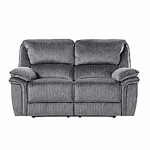 Lexicon Braddock Wall-Hugger Manual Double Reclining Loveseat, Gray