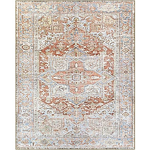 Mark&Day Washable Area Rugs, 8x10 Oak Forest Traditional Burnt Orange Area Rug, Orange/Beige Carpet for Living Room, Bedroom or Kitchen (7'6" x 9'6", Machine Washable)