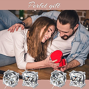 ADAIER 2 Pairs Stainless Steel Magnetic Stud Earrings for Men Women Non-piercing CZ Hypoallergenic 8MM (SE-21) (2 pairs 6mm silver)