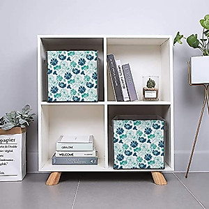 Cornflowers Storage Bins Cubes Foldable Fabric Organizers with Handles Clothes Bag Book Box Toys Basket for Shelves Closet 10.6"