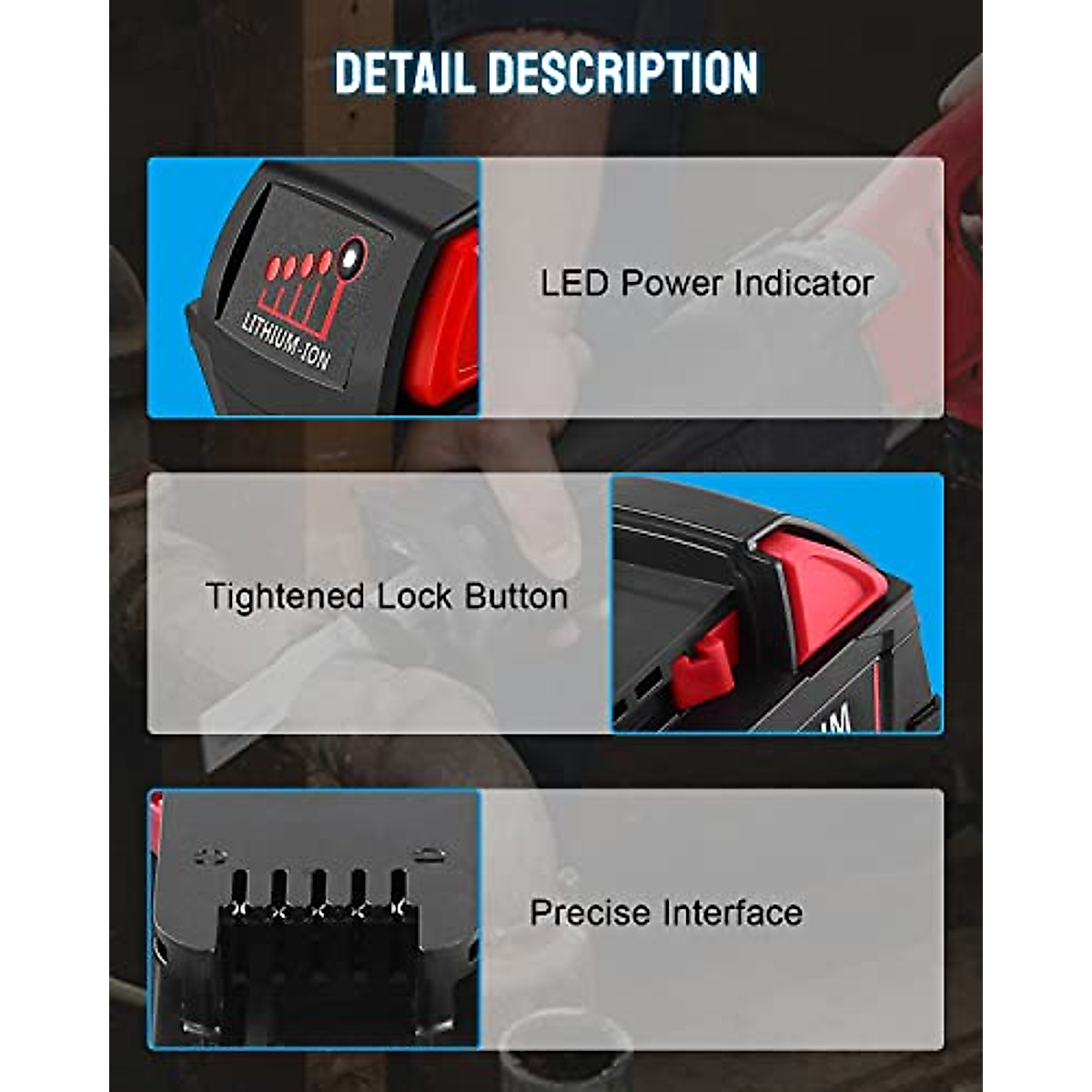 6.0Ah Replacement Battery Compatible with Milwaukee 18 Volt Battery 18V XC M-18 48-11-1820 48-11-1850 48-11-1815 48-11-1852 48-11-1822 48-11-1828 48-11-10 48-11-1811 48-11-1840 Cordless Power Tools