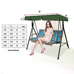 2 3 Seater Swing Canopy Replacement Cover Waterproof Anti-UV Swing Canopy Top Cover Replacement for Outdoor Porch Patio Yard Garden Hammock,Gray,190x132x15cm/75x52x6''