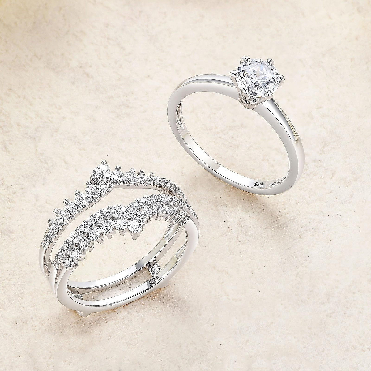 Newshe Wedding Rings for Women Engagement Ring Enhancer Band Bridal Set Sterling Silver 1.8Ct Cz Size 7