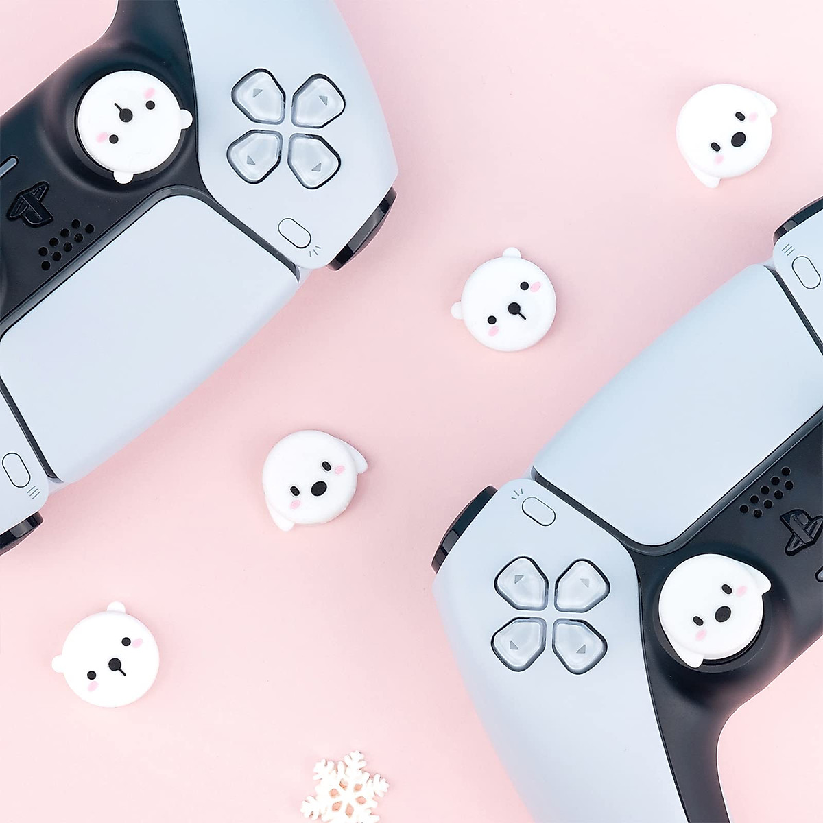 GeekShare Cute Animal Theme Playstation 4 Controller Thumb Grips, Thumbsticks Cover Set Compatible with Switch Pro Controller and PS4 PS5 Controller, 4 Pcs - Dog and Bear