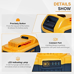 Fanshara 2packs Replacement Battery Dewalt 20v Max Battery 6ah Compatible with Dewalt Cordless Power Tools DCB200 DCB201 DCB204 DCB206 DCD/DCF/DCG/DCS Series