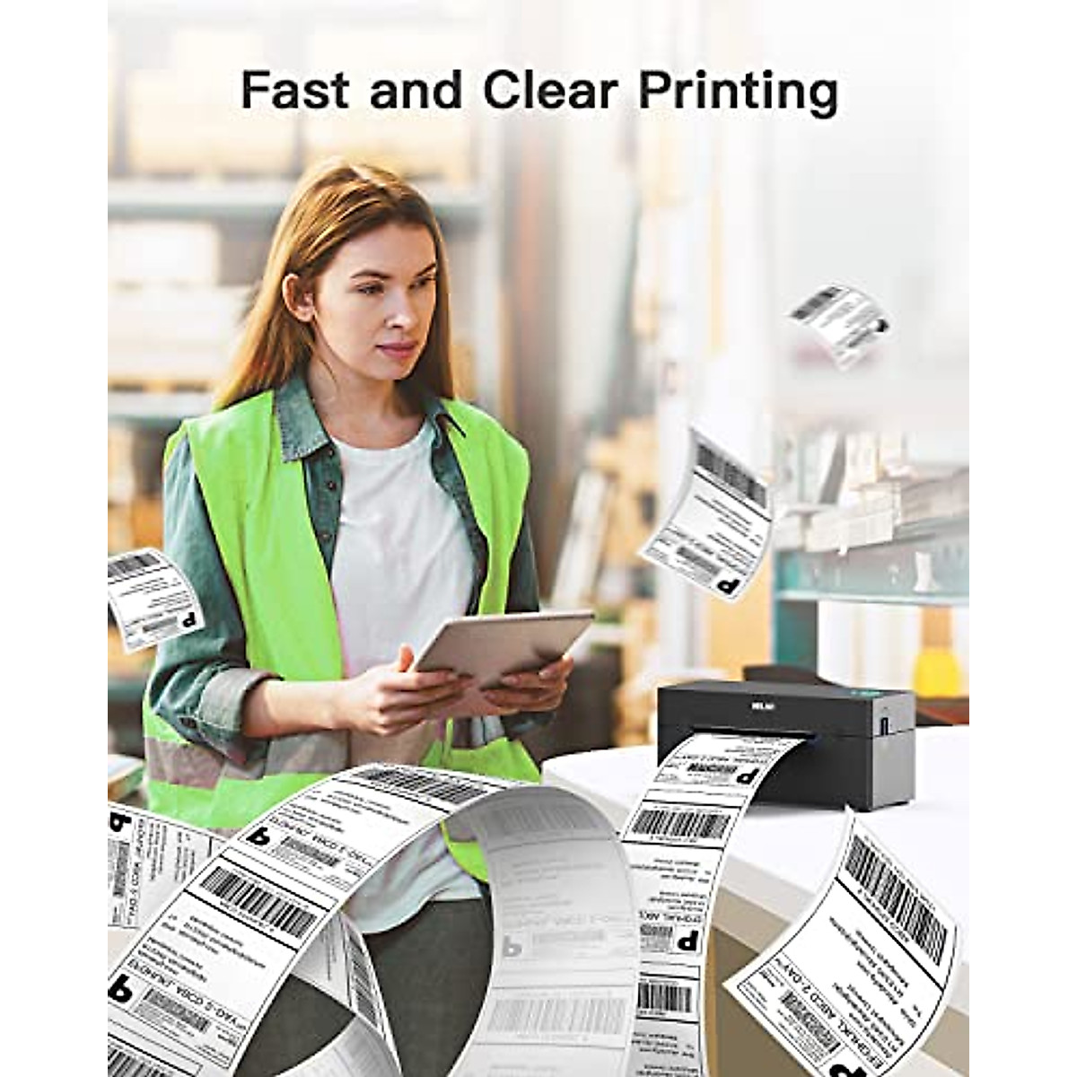 Nelko Bluetooth Thermal Shipping Label Printer, Wireless 4x6 Shipping Label Printer for Small Business, Support Android, iPhone and Windows, Widely Used for Amazon, Ebay, Shopify, Etsy, USPS