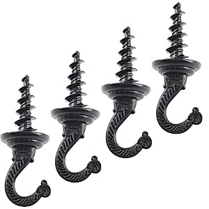 Rierdge 4 Pcs Black Swag Ceiling Hooks Heavy Duty, 3 Inch Swag Hanging Ceiling Hooks Indoor Outdoor for Chandelier Plants Etc (Black)
