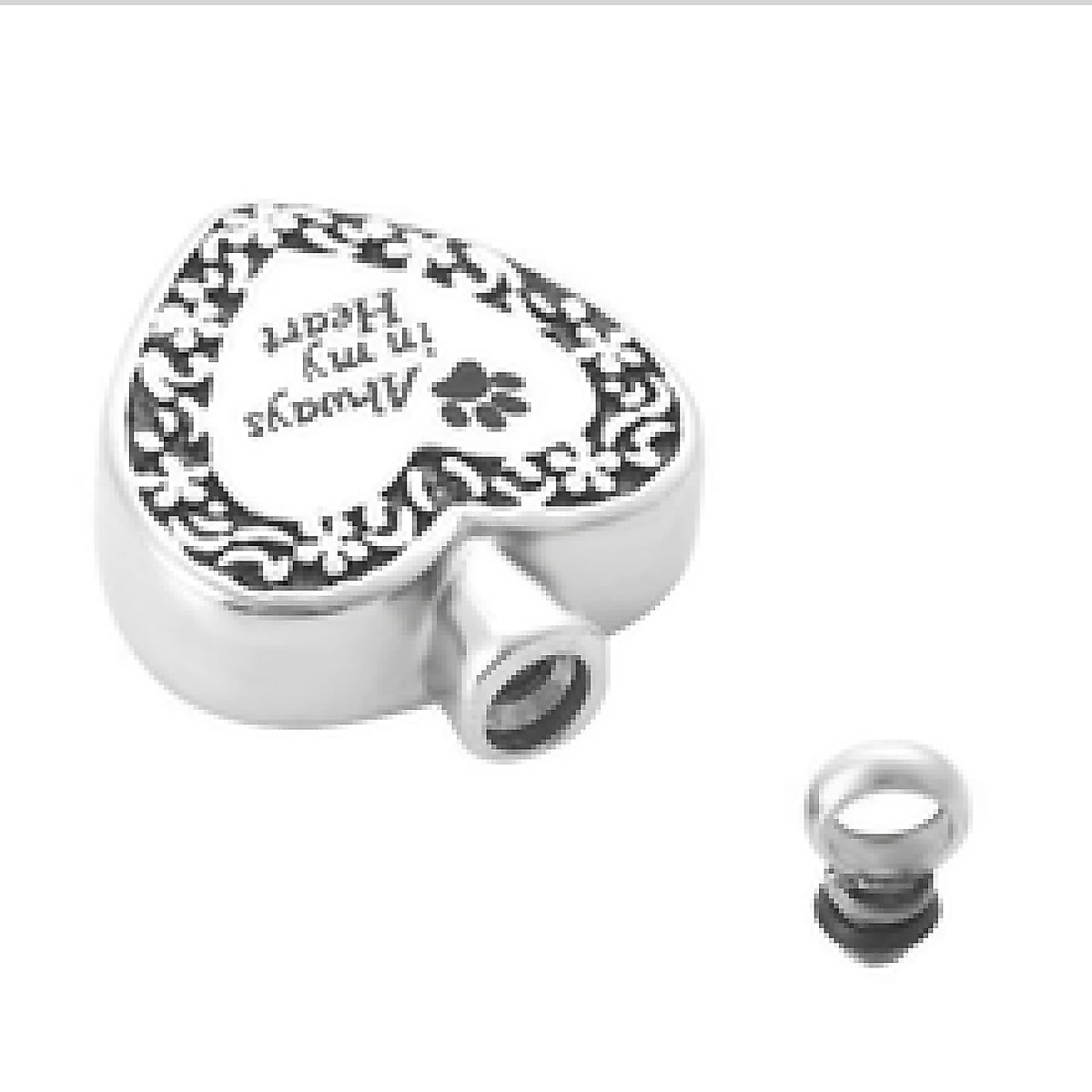 VEKETE Always In My Heart Pet Cremation Jewelry Dog Cat Paw Footprint Memorial Keepsake Urn Necklace For Ashes Stainless Steel Pendant