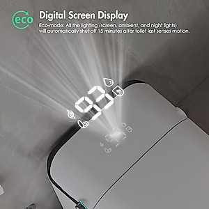 Smart Toilet with Bidet Built in, Eridanus One Piece Bidet Toilet for Bathrooms, Warm Water Wash & Dryer, Foot Sensor Flush, Elongated Heated Seat, Auto Open/Close with Digital Display, White & Black