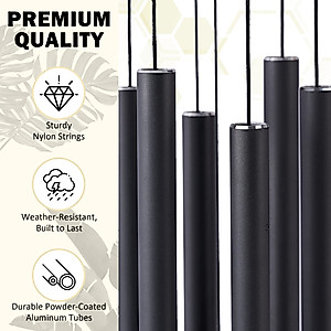 Vanquer Wind Chimes for Outside Deep Tone - 38'' Wind Chimes Outdoor Clearance, Memorial Wind Chimes, Sympathy Gift, Garden Patio, Home Décor Black