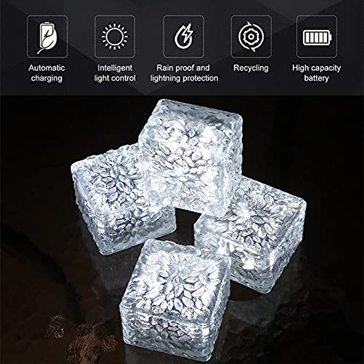 XINGTONG Solar Outdoor Lights Solar Ground Lights Solar Brick Lights Solar Landscape Lights for Garden, Patio, Walkway, Driveway,Deck Decorations 2.8x2.8 Size